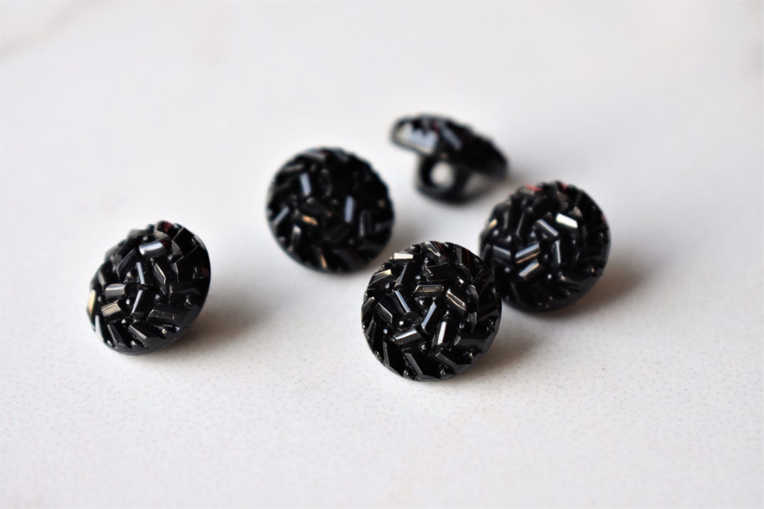 10 , 15mm/24l Unique Etched Button, Fancy Black Decorative Shank Button ...