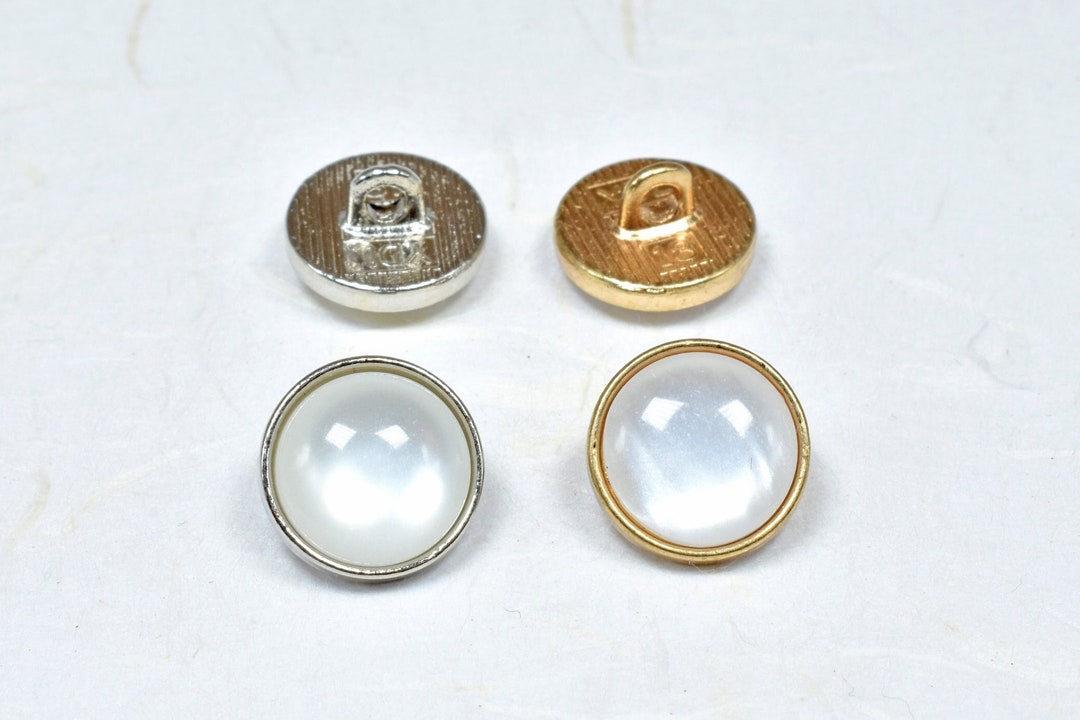 11mm/18l Moonstone Gold Silver Metal Buttons, Shiny Pearlised Buttons ...