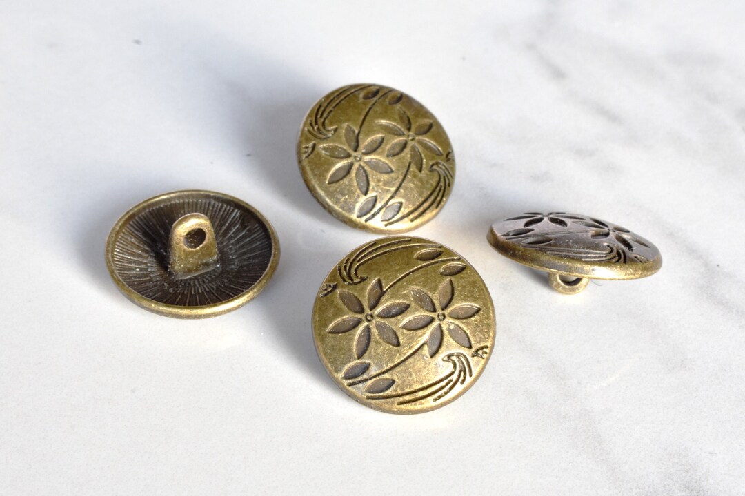 10, 17mm/28l Bronze Metal Engraved Buttons, Aged Bronze Coat Buttons ...