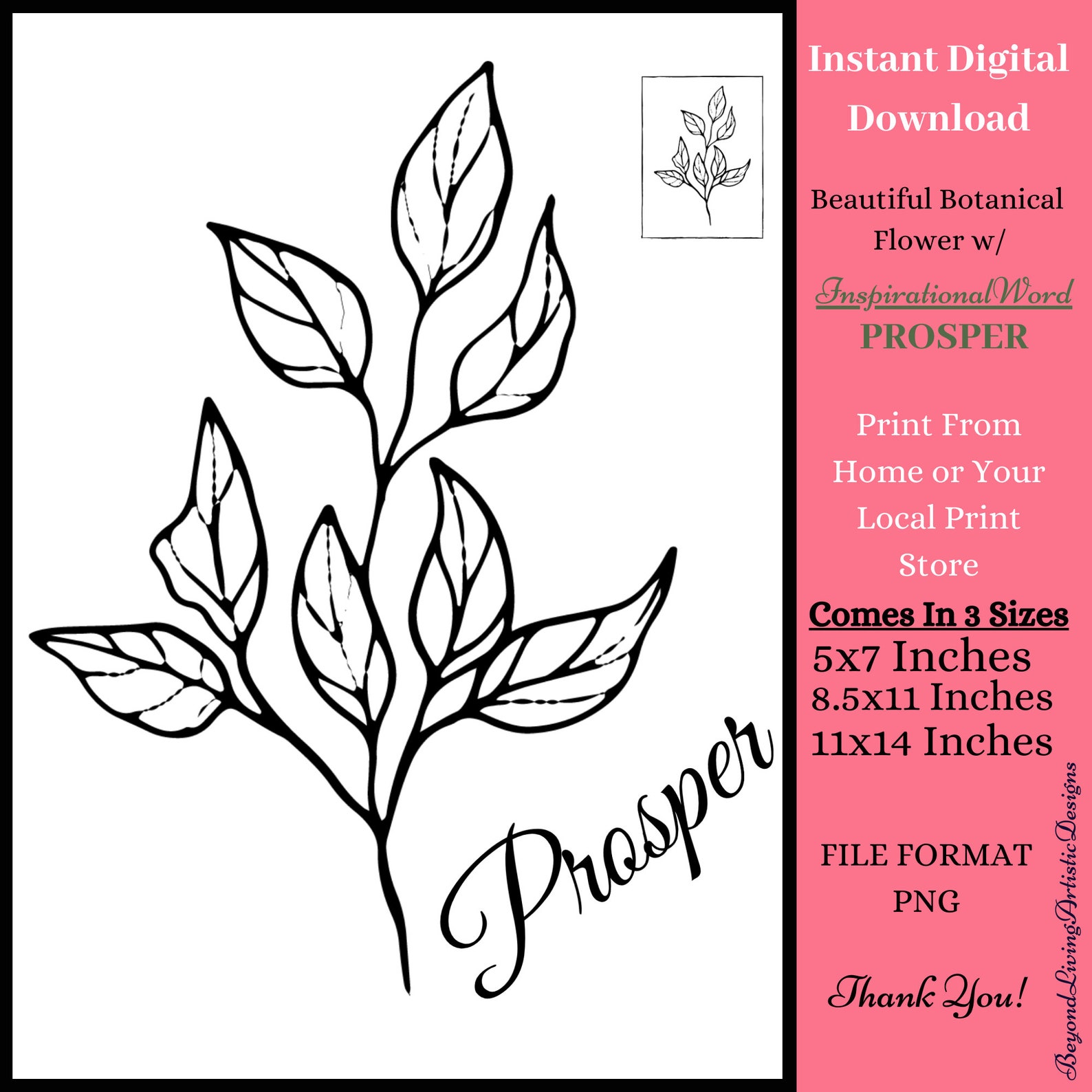 Prosper Inspirational Word Wall Art, Wall Decor, Printable Art, Minimal ...