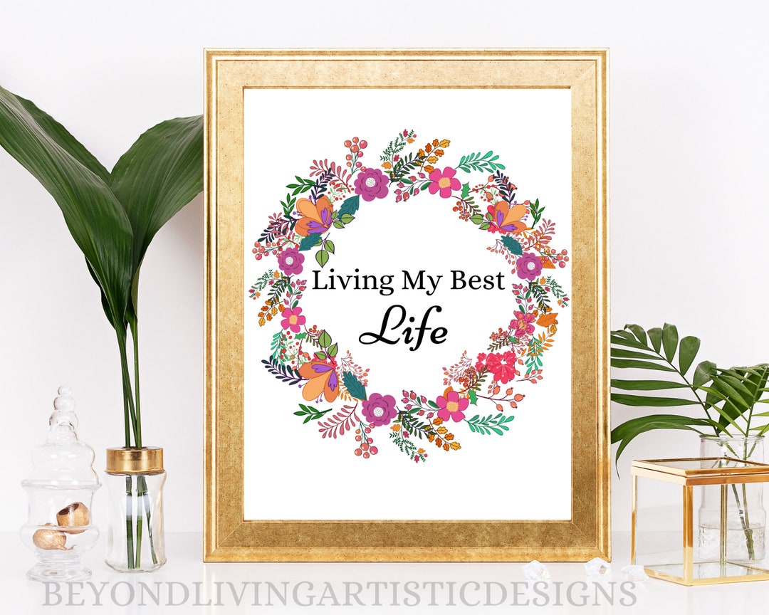 Floral Wreath Art Print, Inspiring Quote Art Printable, Digital ...
