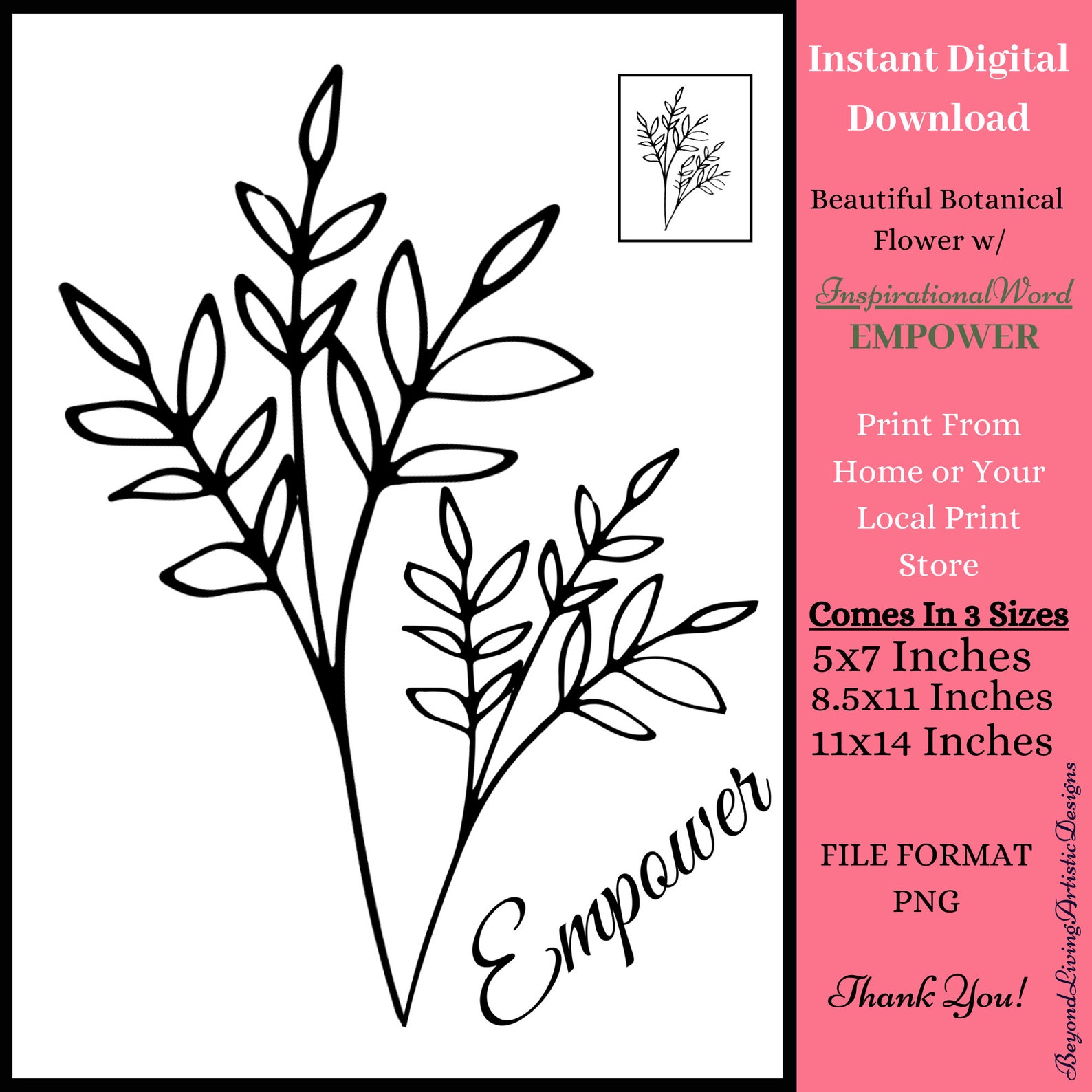 Empower Inspirational Word Wall Art, Wall Decor, Printable Art, Minimal ...