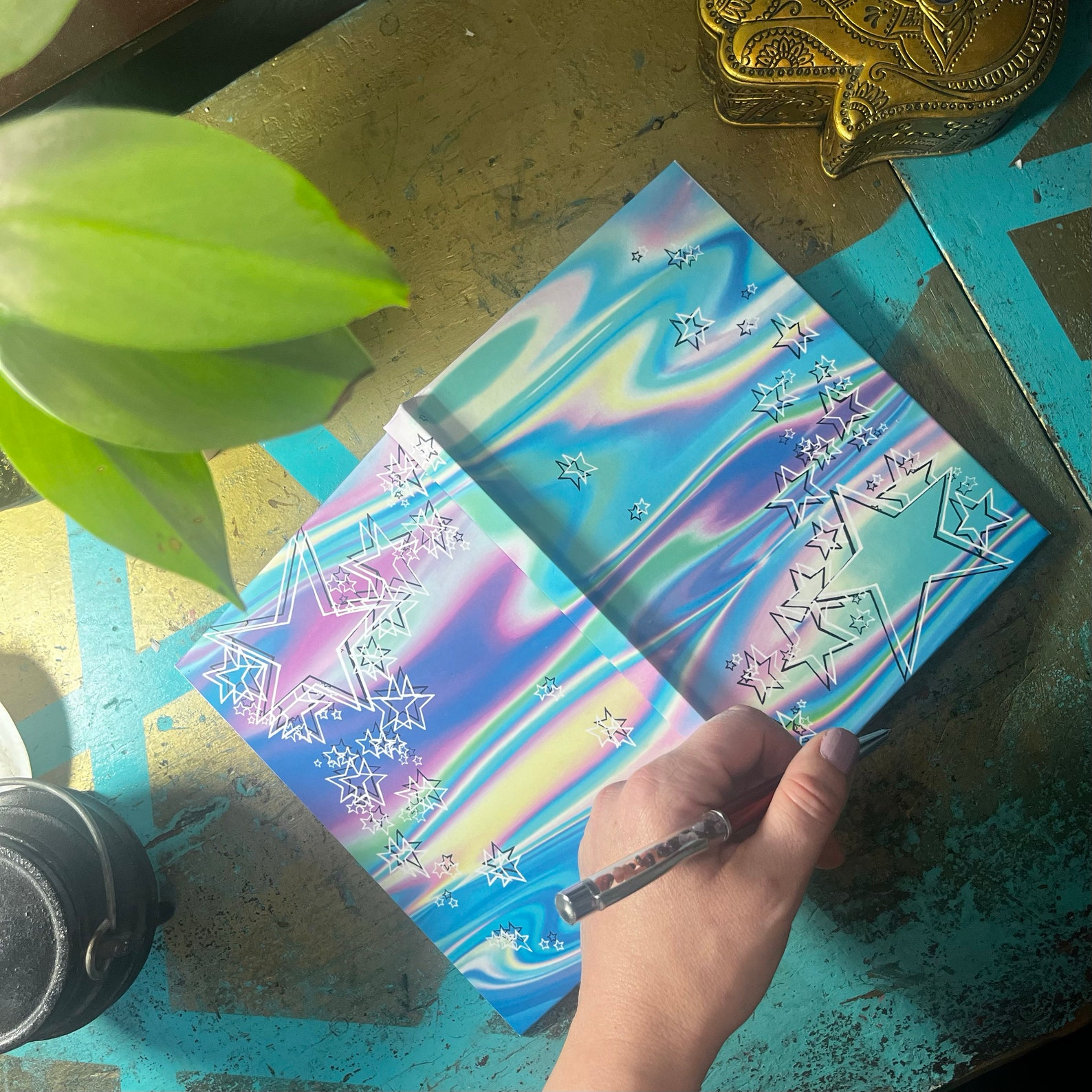 Psychedelic Spill Star Power Blank Journal - Etsy