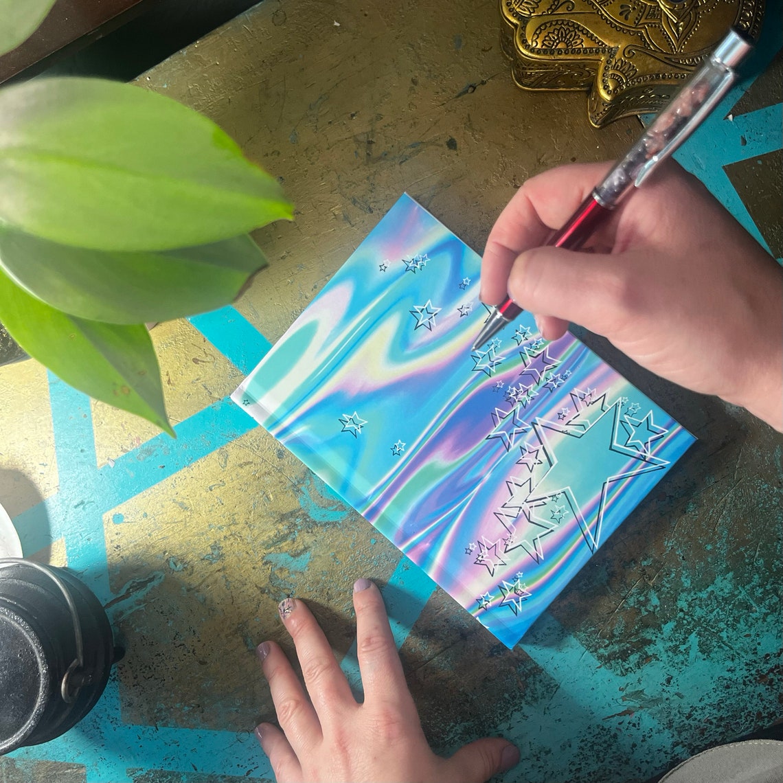 Psychedelic Spill Star Power Blank Journal - Etsy