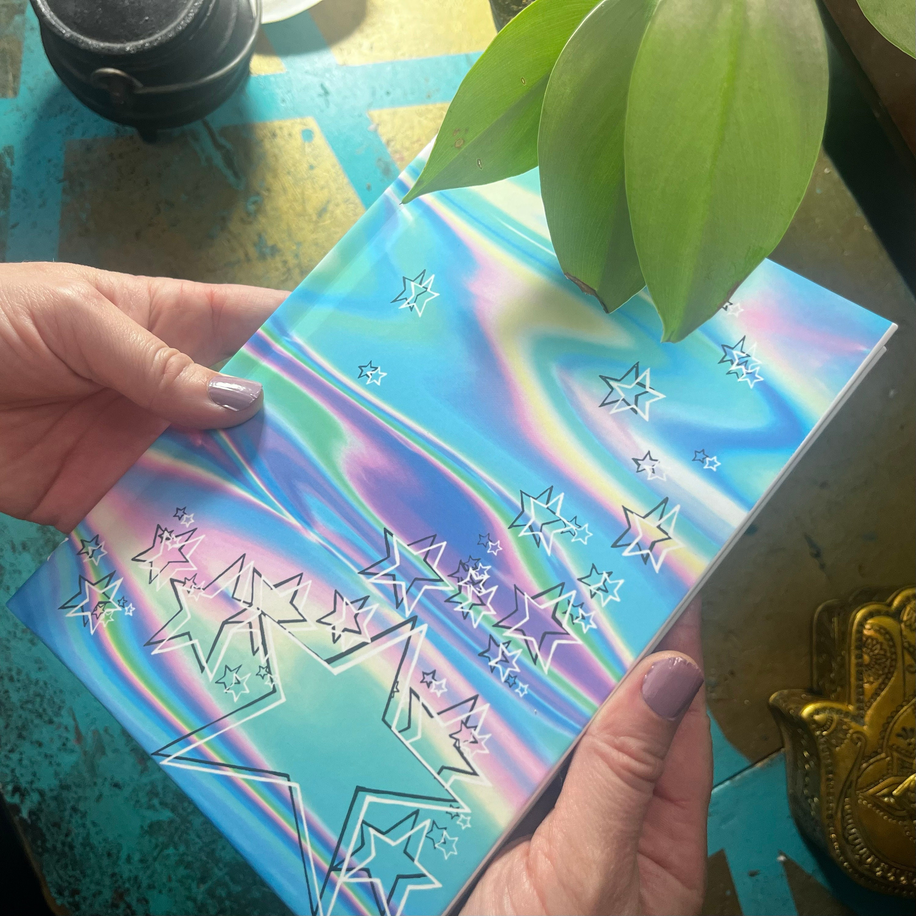 Psychedelic Spill Star Power Blank Journal - Etsy
