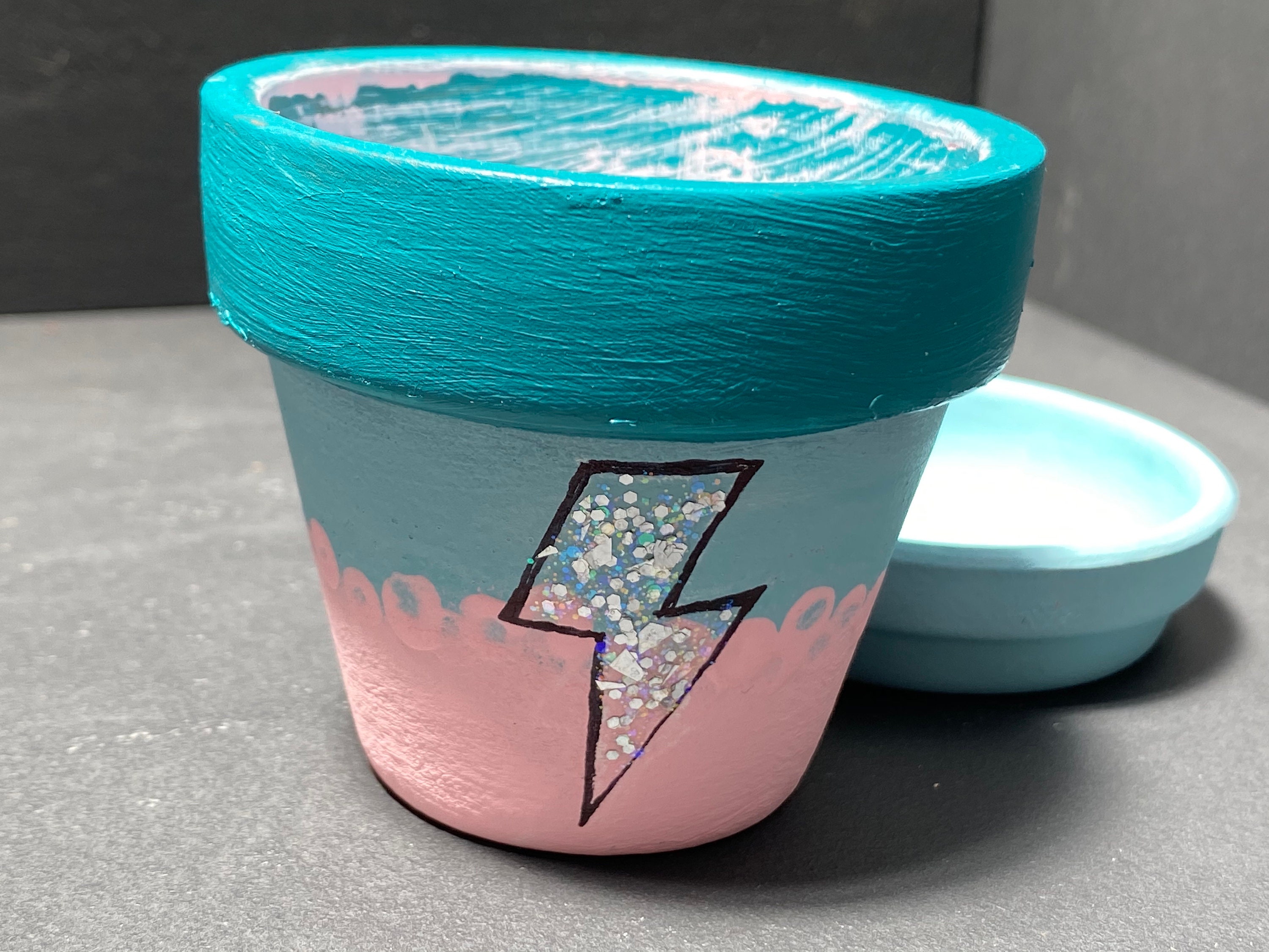 Set of Three Hand Painted Terra Cotta Pots With Saucers - Etsy