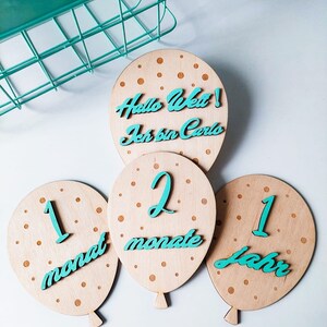 Baby Balloon Milestone Cards Wooden Milestone Discs Newborn Photography ...