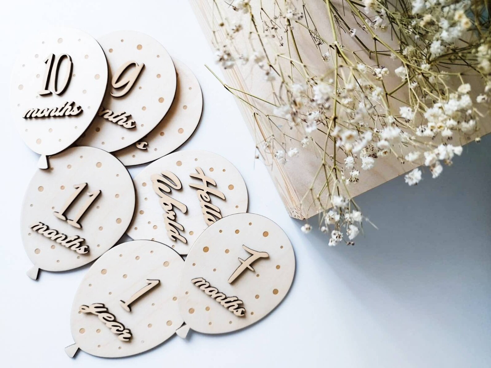Baby Balloon Milestone Cards Wooden Milestone Discs - Etsy