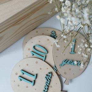 Baby Balloon Milestone Cards Wooden Milestone Discs Newborn Photography ...