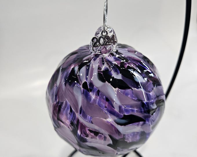 Purple Christmas Glass Ornaments, Antique Glass Xmas Ball With Branch ...