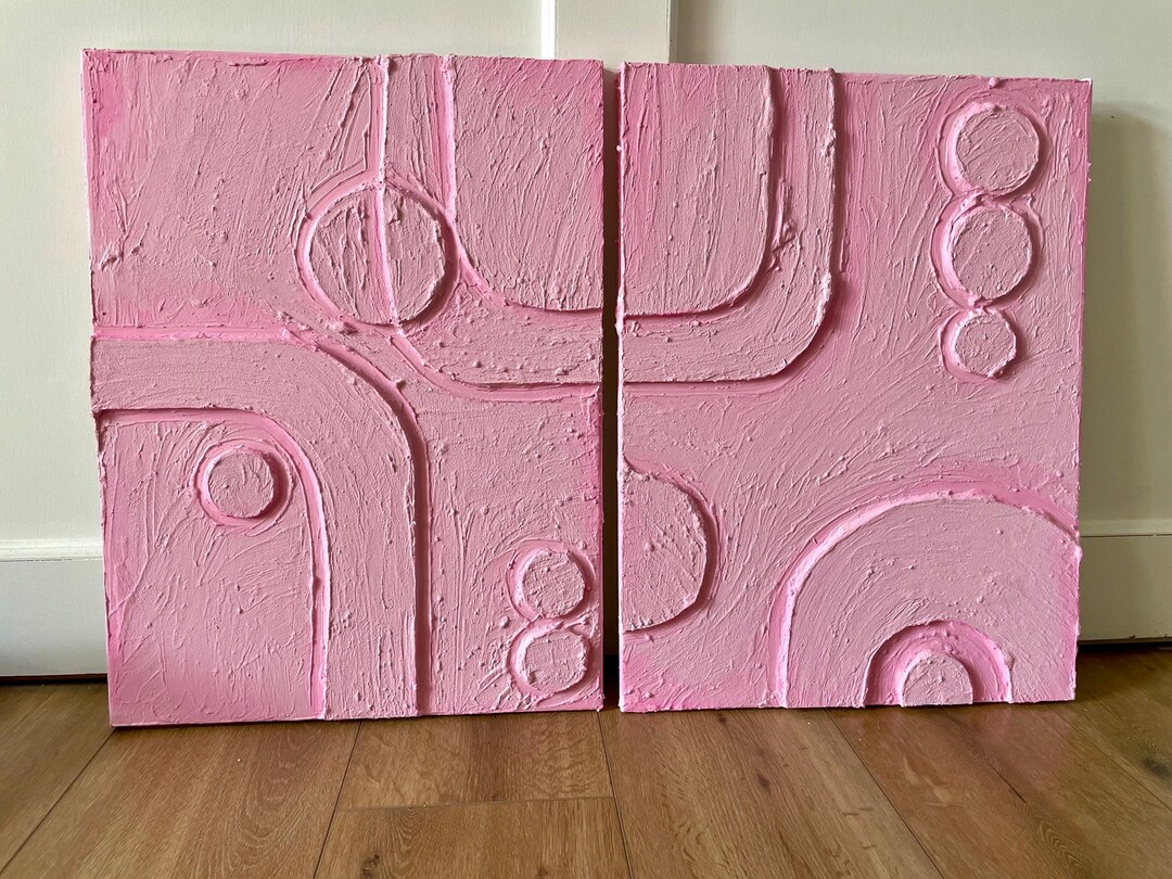 Pink Textured Abstract Plaster Canvas Wall Art - SET OF 2 | Spackle Art ...