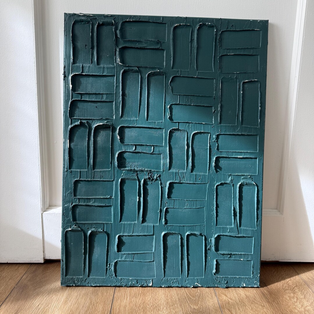 Green Textured Abstract Canvas Wall Art | Weathered Spackle Art ...