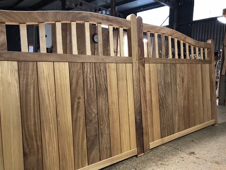 Wooden Driveway Gates New Iroko or Sapele Hardwood Bespoke - Etsy