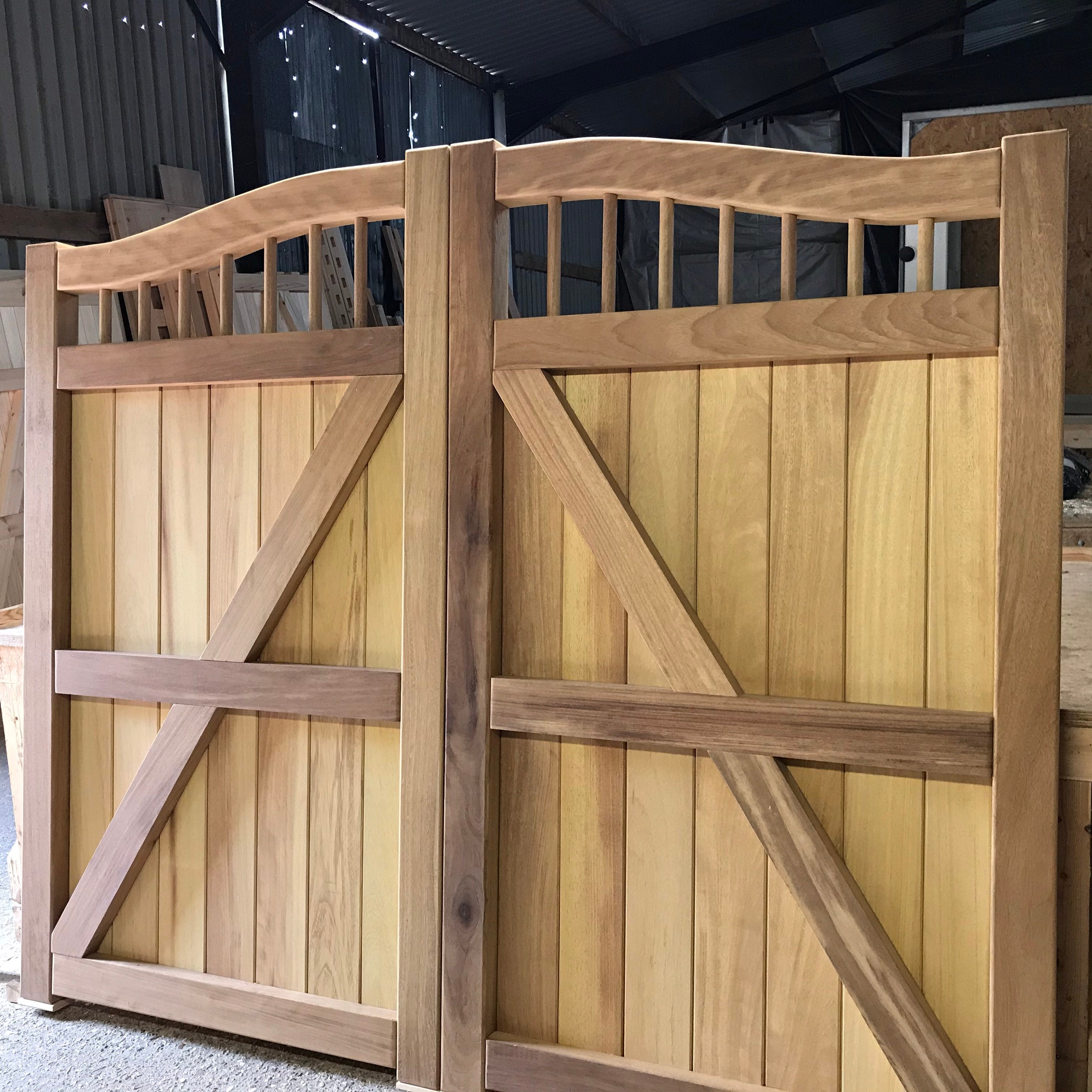 Wooden Driveway Gates New Iroko or Sapele Hardwood Timber Gates Bespoke ...