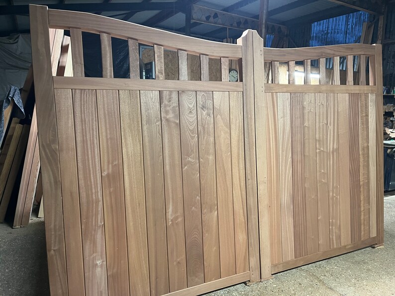 Wooden Driveway Gates New Iroko or Sapele Hardwood Bespoke - Etsy