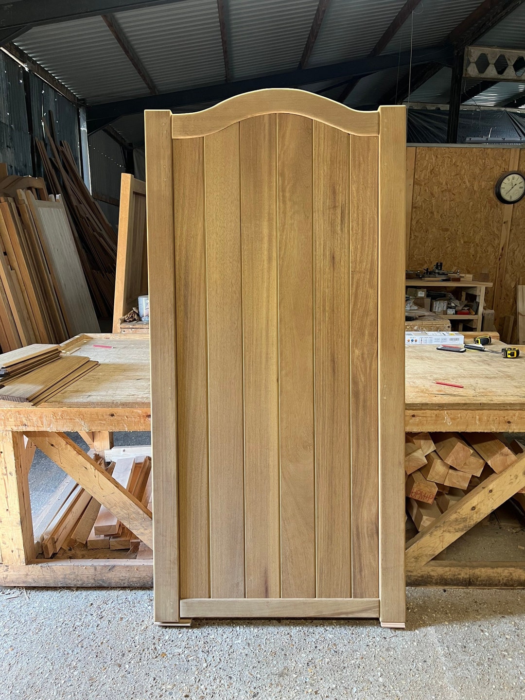 Wooden Gate Swan Neck Hardwood Gates 70mm Iroko or Sapele Garden ...