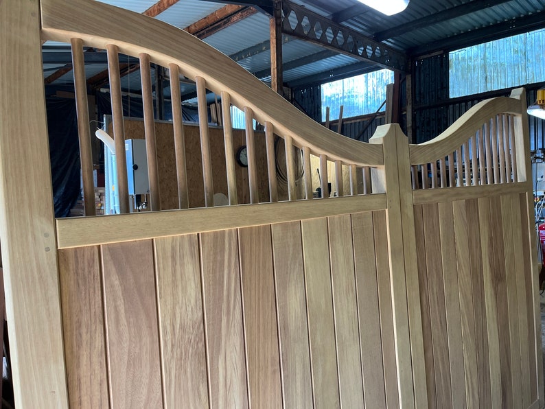 Hardwood Driveway Gates Reverse Swan Neck in Iroko or Sapele Bespoke ...