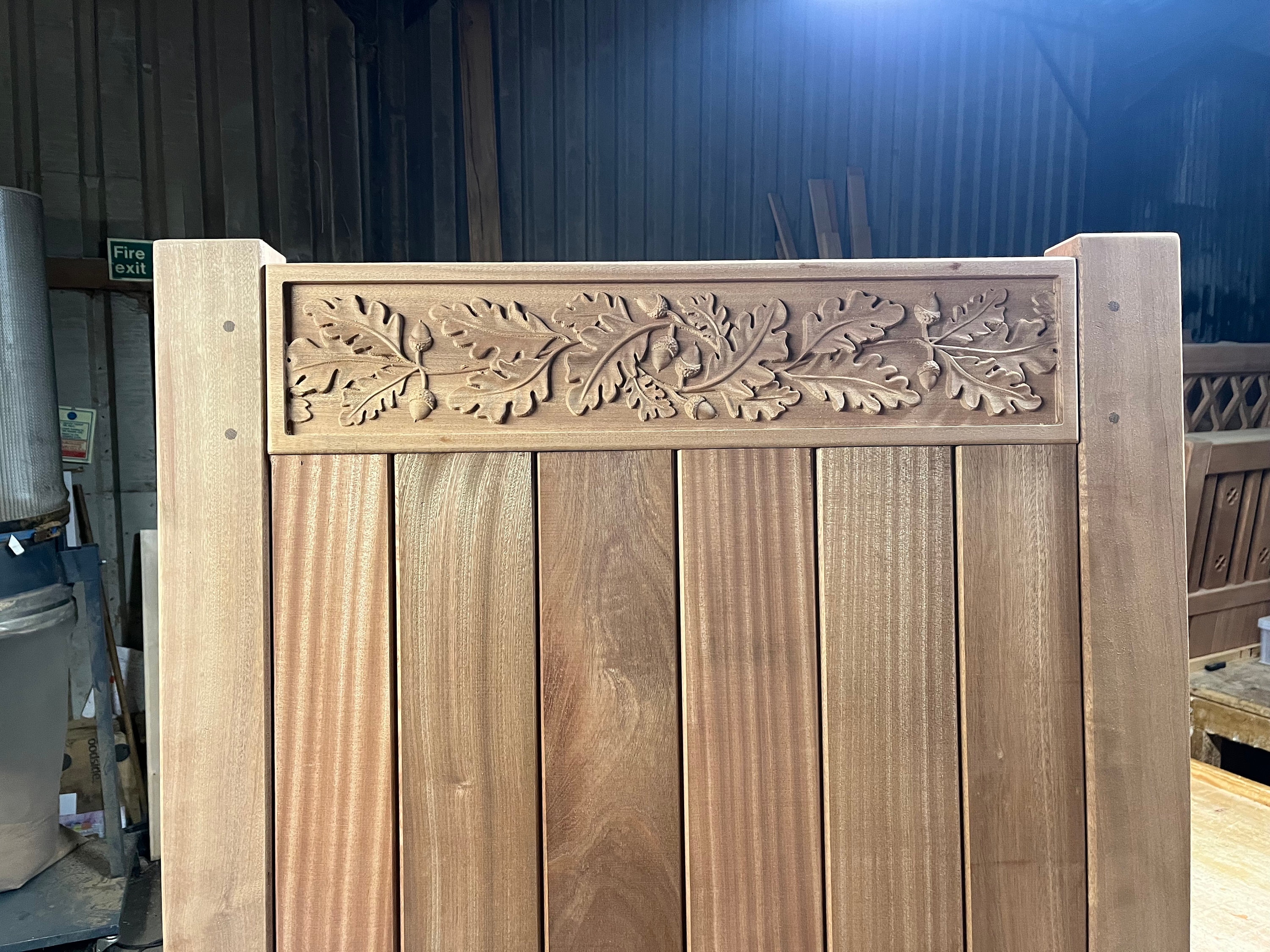 Pretty Hardwood Gate Heavy Duty 70mm Sapele CNC Engraved Custom Made ...