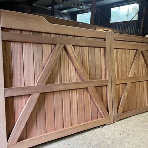 Wooden Driveway Gates Iroko or Sapele Hardwood Timber Custom Made Sizes ...