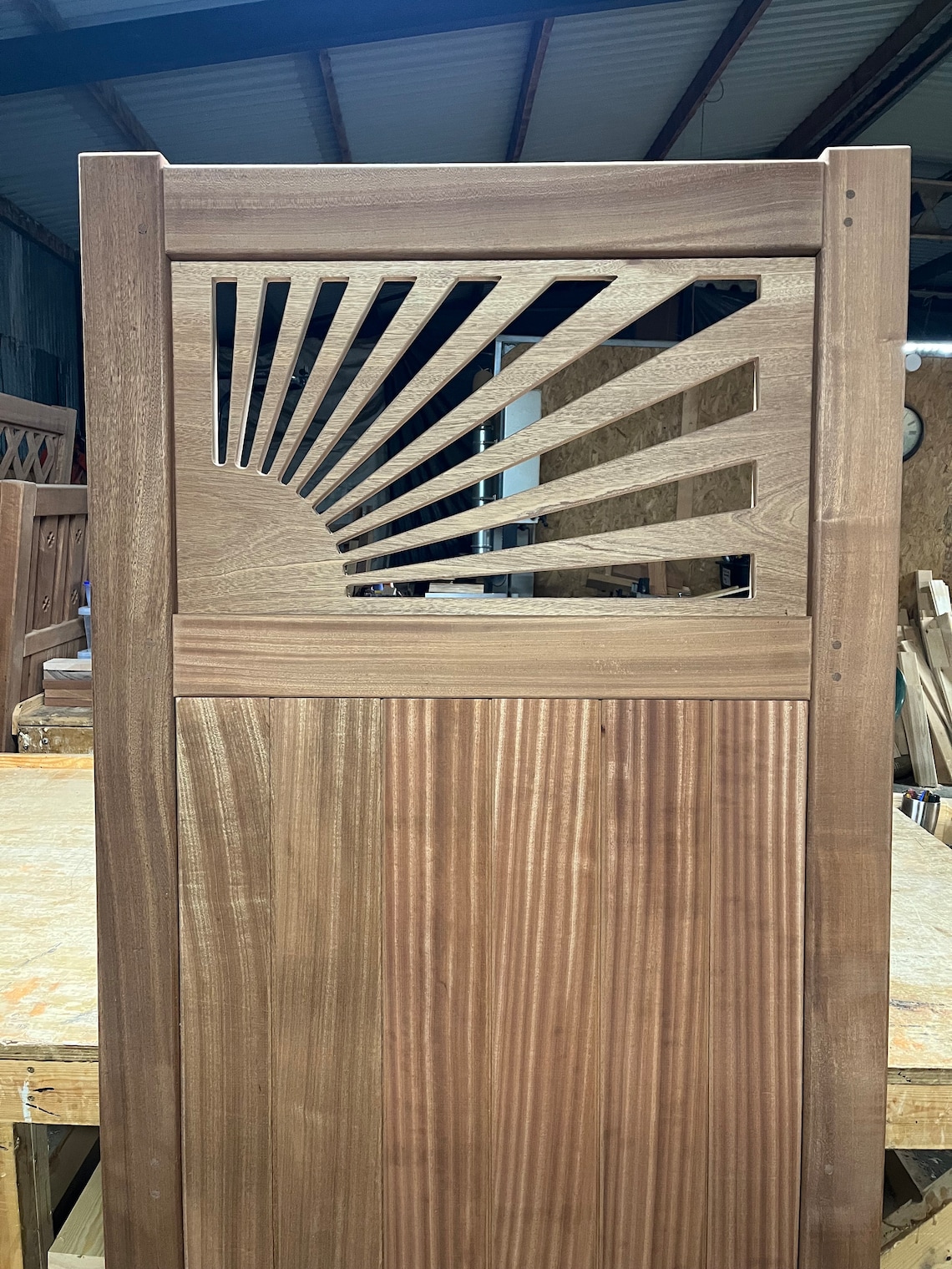 1920’s Art Deco Sunrise Gate Heavy Duty 70mm Sapele Hardwood Custom ...