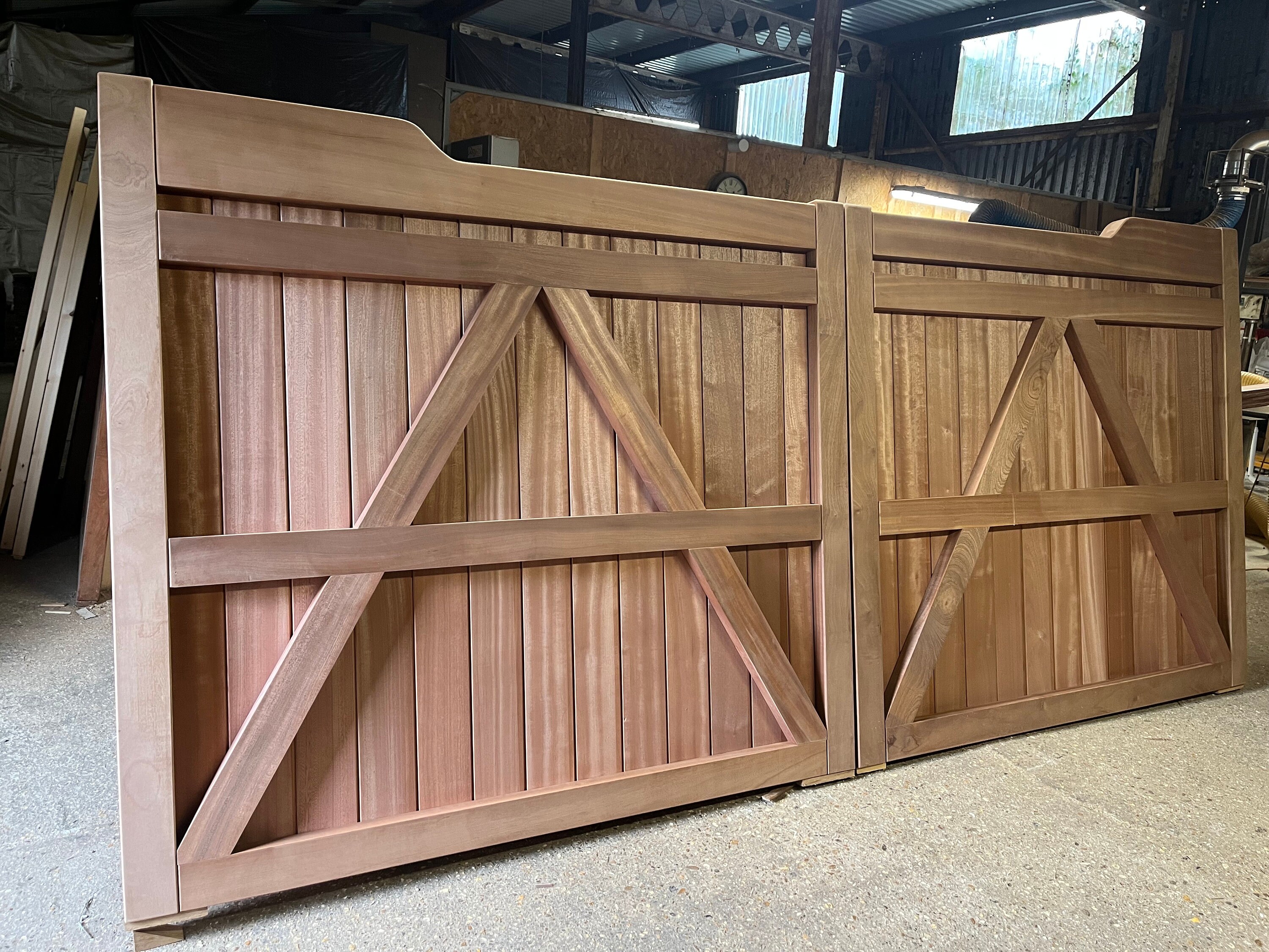 Wooden Driveway Gates Iroko or Sapele Hardwood Timber Custom Made Sizes ...