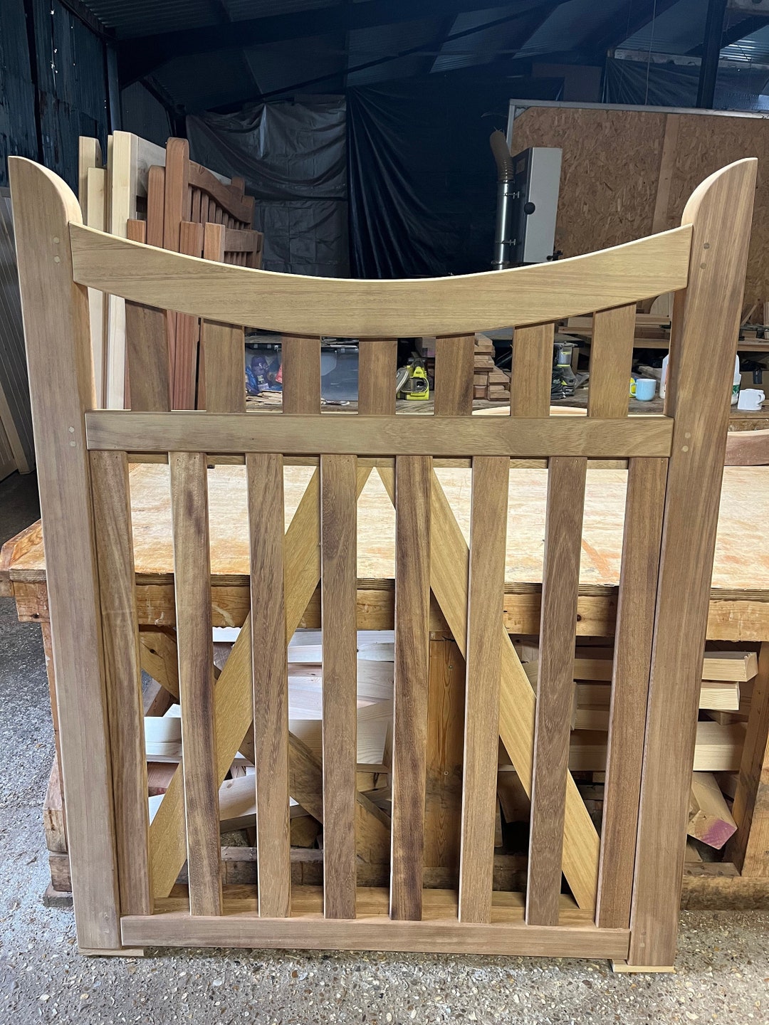 Wooden Arch Top Hardwood Gates 70mm Iroko or Sapele Handmade Bespoke ...