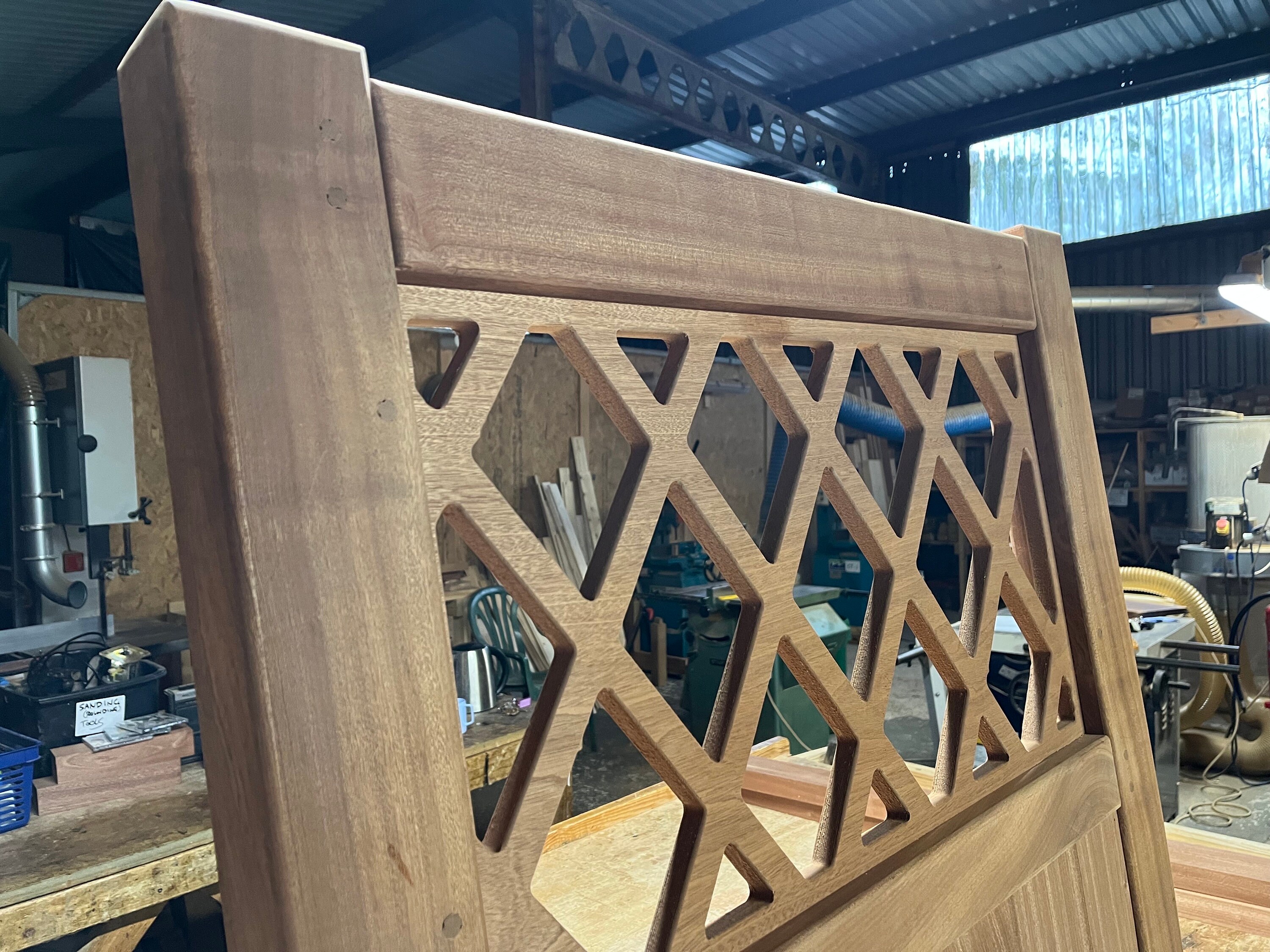 Lattice Top Wooden Garden Gate Heavy Duty Sapele Hardwood With ...