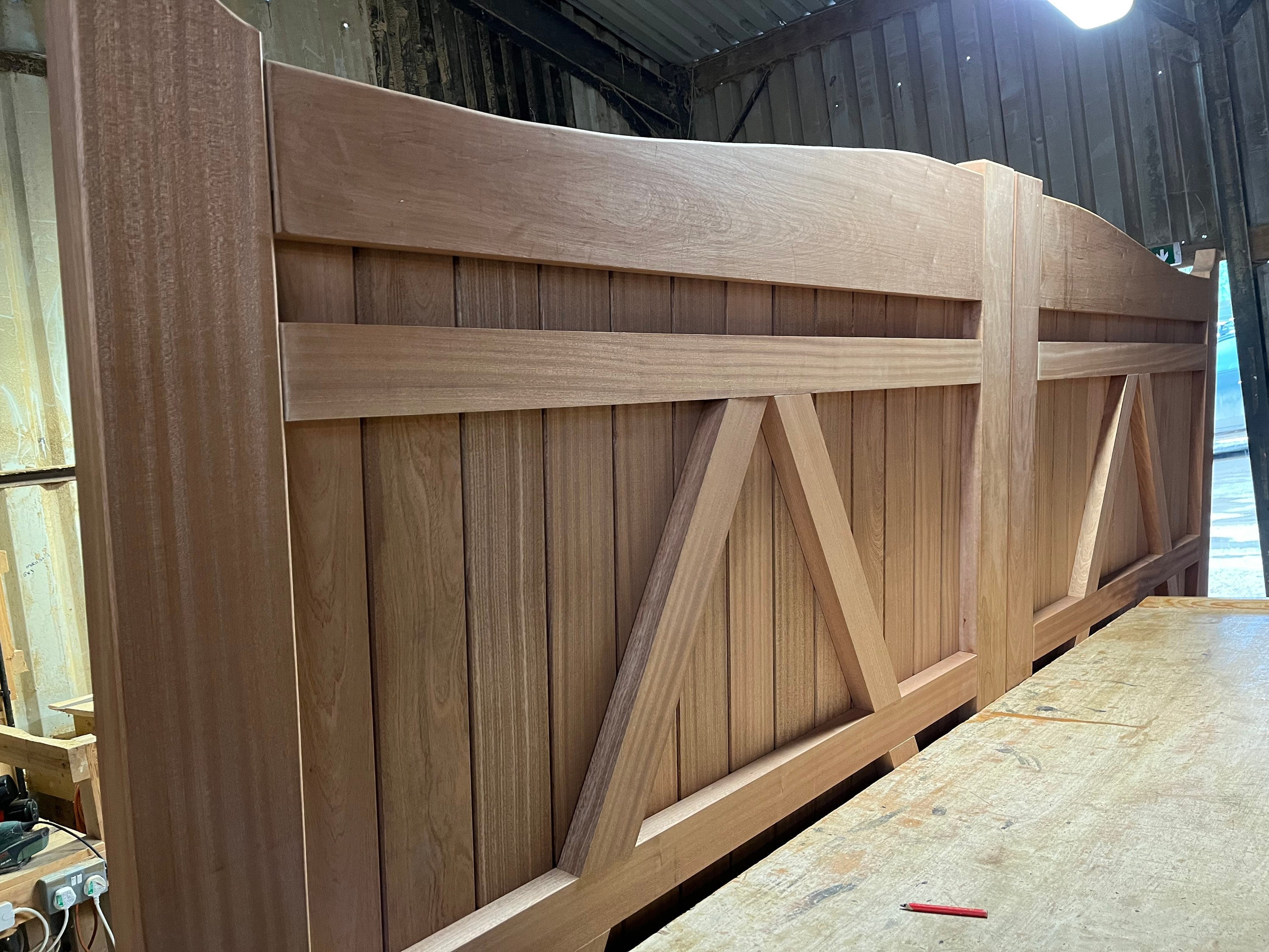 Hardwood Driveway Gates 6” Timber Frame Construction in Sapele Custom ...