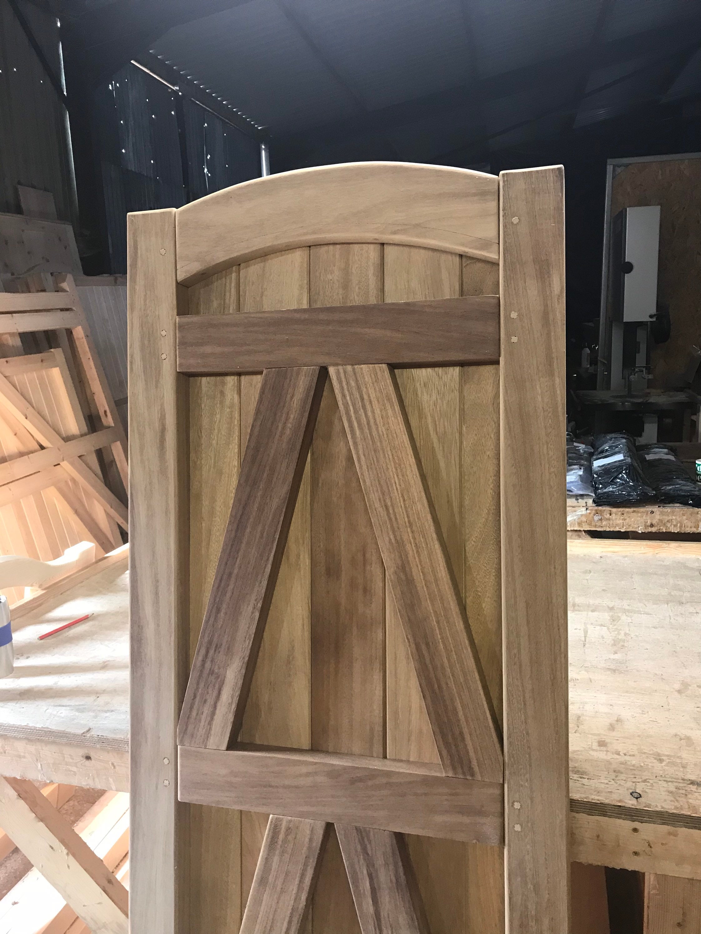 Wooden Gate Arch Top Hardwood Gates 70mm Iroko or Sapele Garden Gates ...