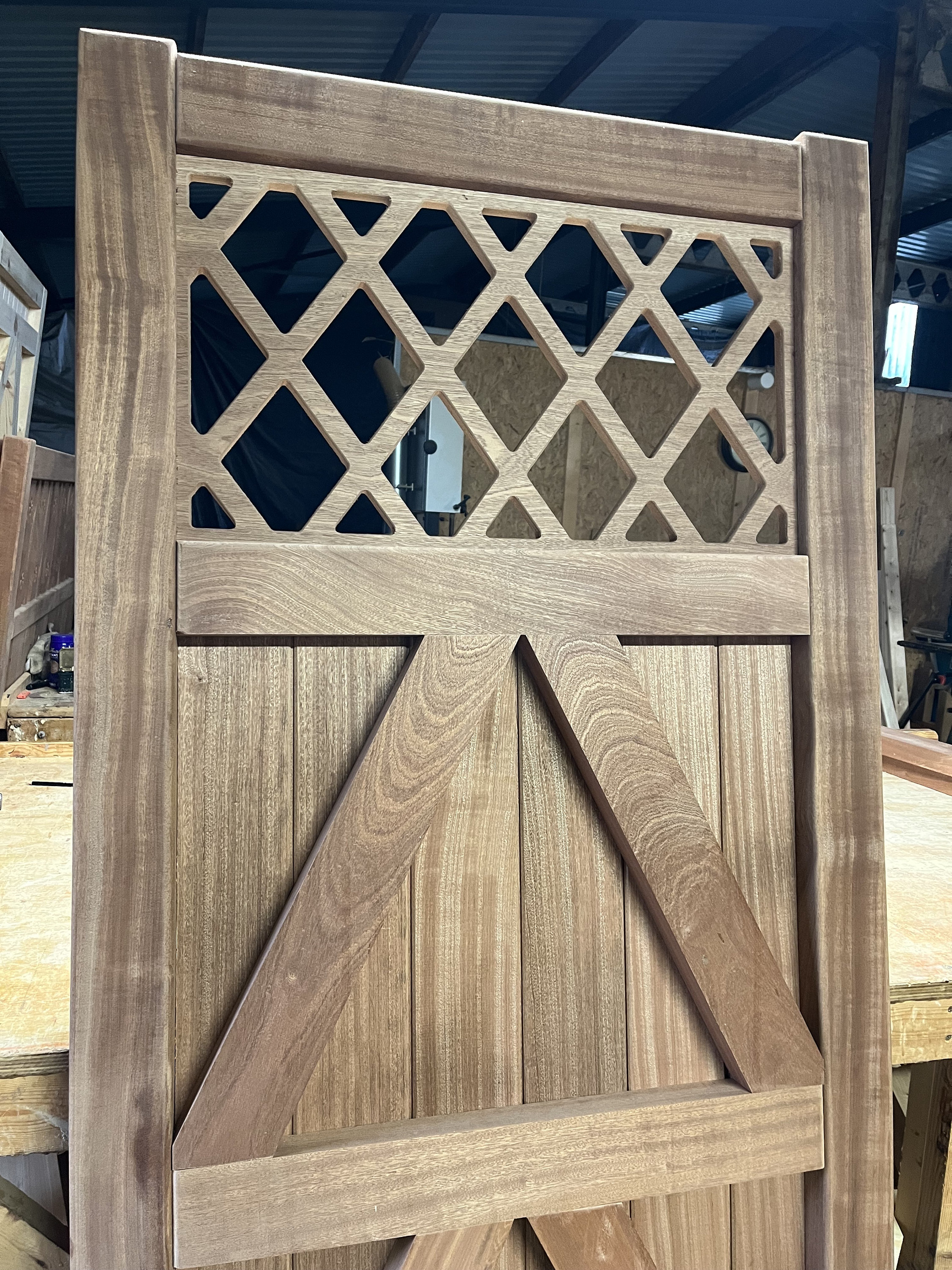 Lattice Top Wooden Garden Gate Heavy Duty Sapele Hardwood With ...