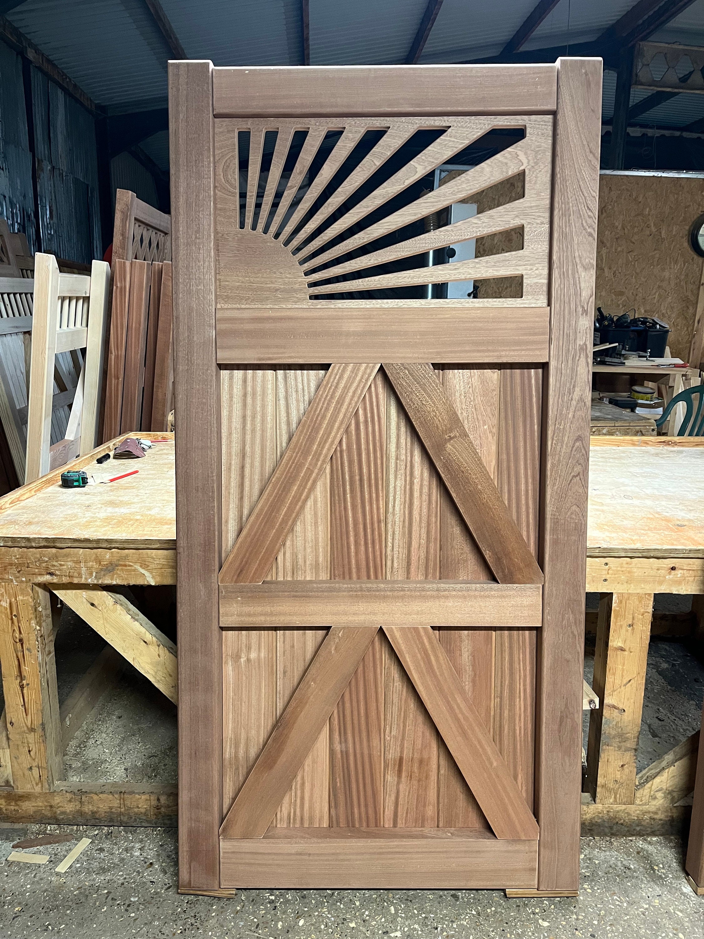 1920’s Art Deco Sunrise Gate Heavy Duty 70mm Sapele Hardwood Custom ...