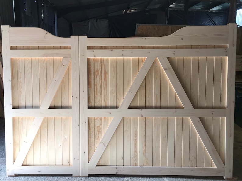 Wooden Driveway Gates With an Uneven Split, Modern Garden Gate, Bespoke ...