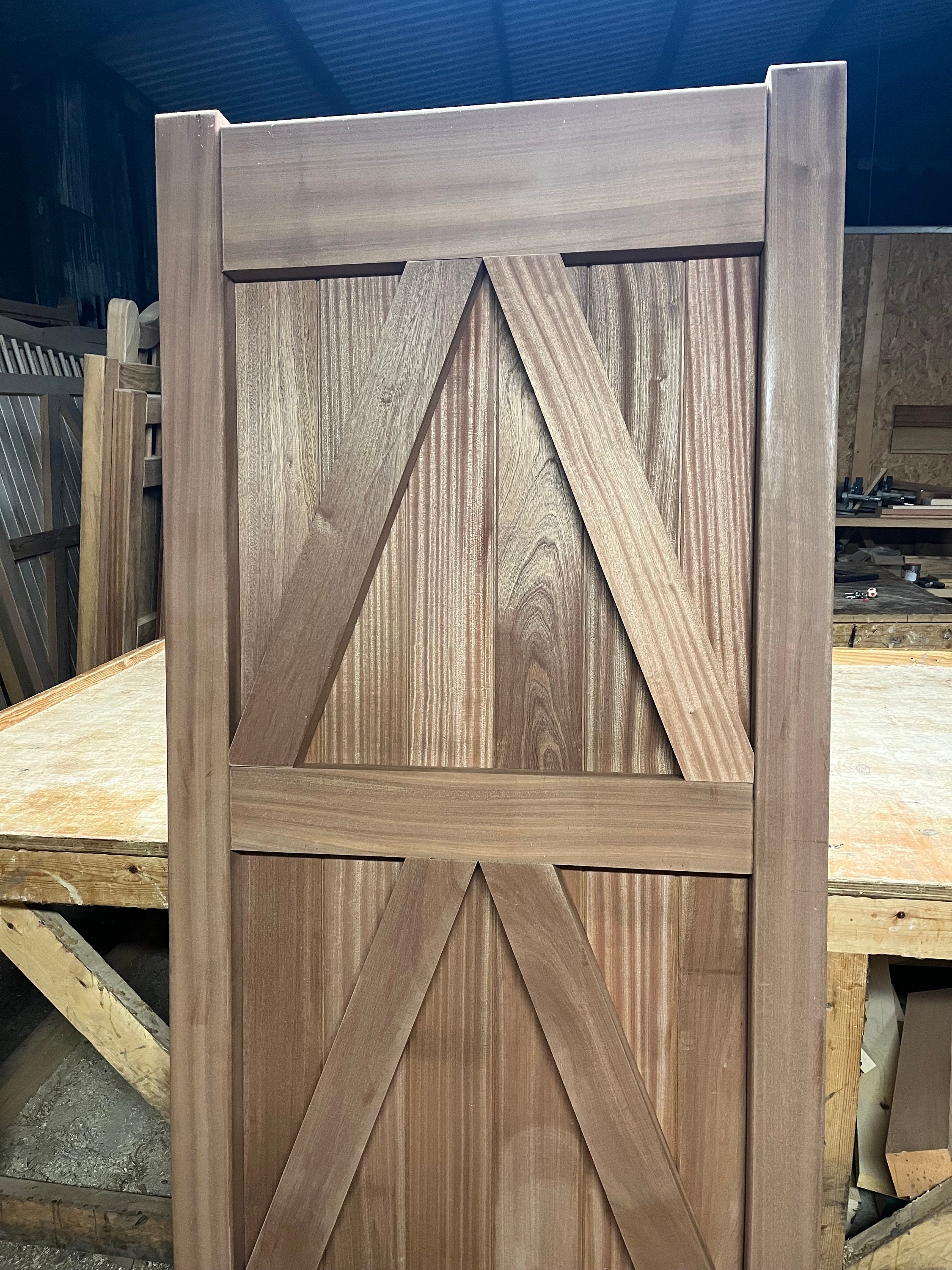 Pretty Hardwood Gate Heavy Duty 70mm Sapele CNC Engraved Custom Made ...