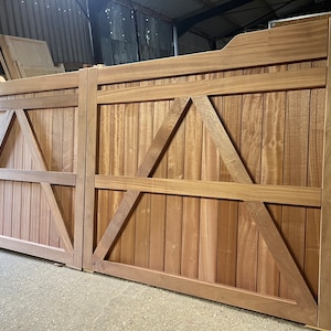 Wooden Driveway Gates Iroko or Sapele Hardwood Timber Custom Made Sizes ...