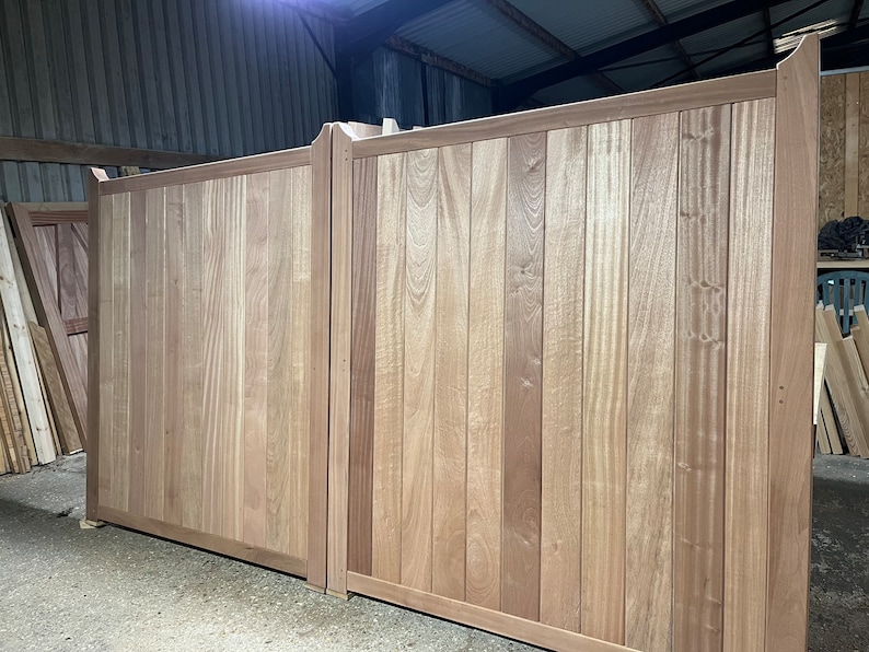 Wooden Driveway Gates New Hardwood Modern Garden Iroko or Sapele Custom ...