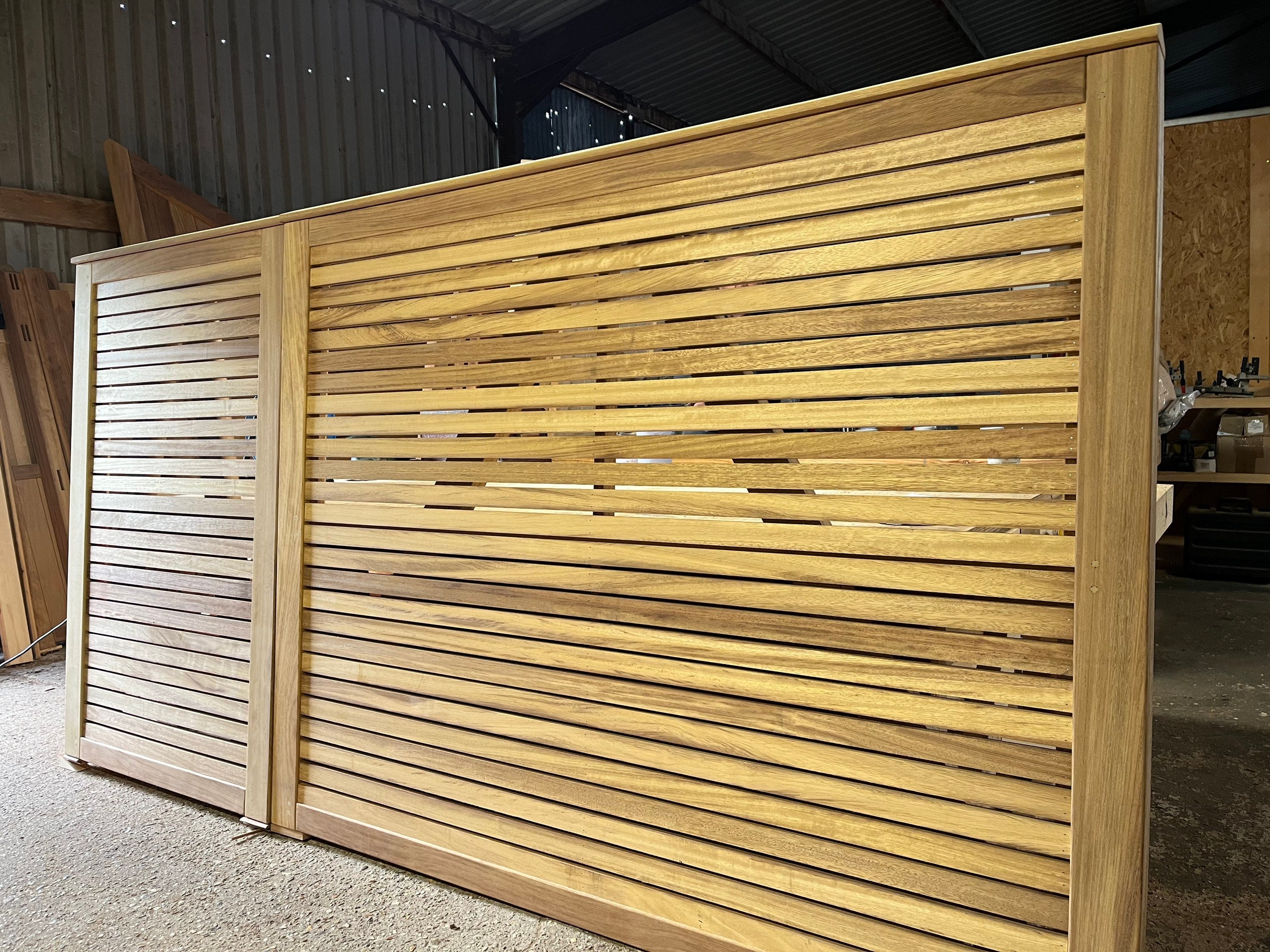 Hardwood Driveway Gates, Slatted Wooden Gates, Flat Top Iroko or Sapele ...