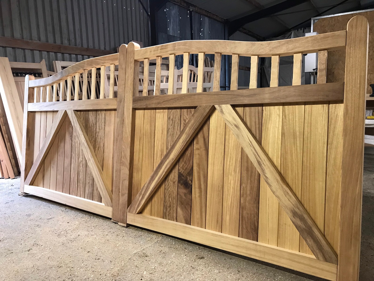 Wooden Driveway Gates New Iroko or Sapele Hardwood Timber Bespoke Sizes ...