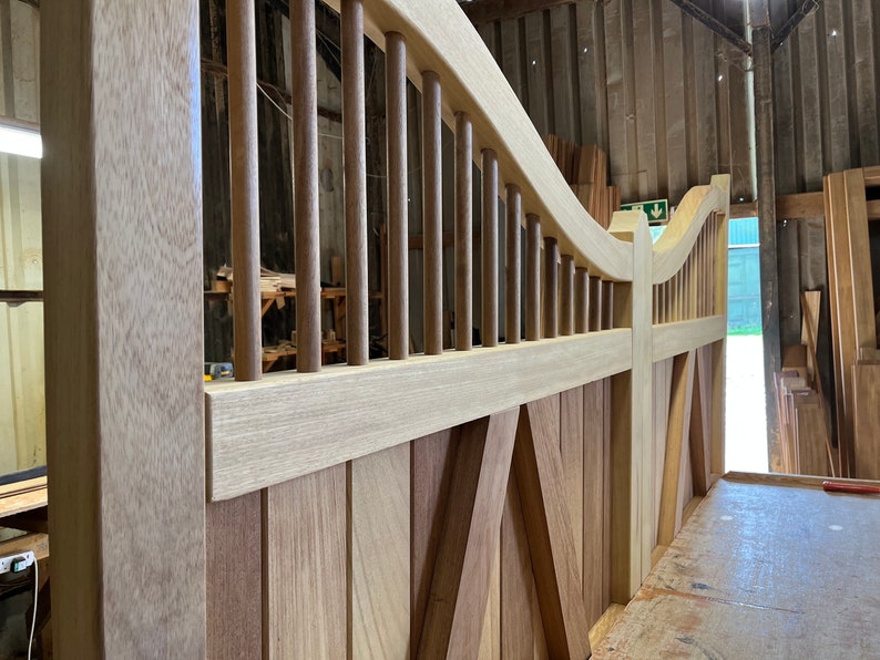 Hardwood Driveway Gates Reverse Swan Neck in Iroko or Sapele Bespoke ...