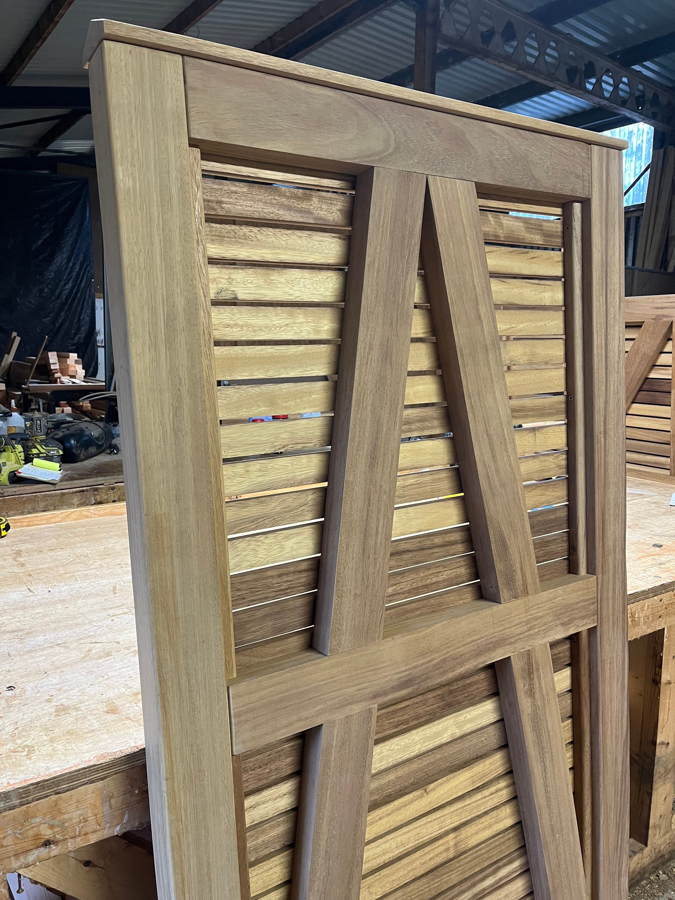 Hardwood Driveway Gates, Slatted Wooden Gates, Flat Top Iroko or Sapele ...
