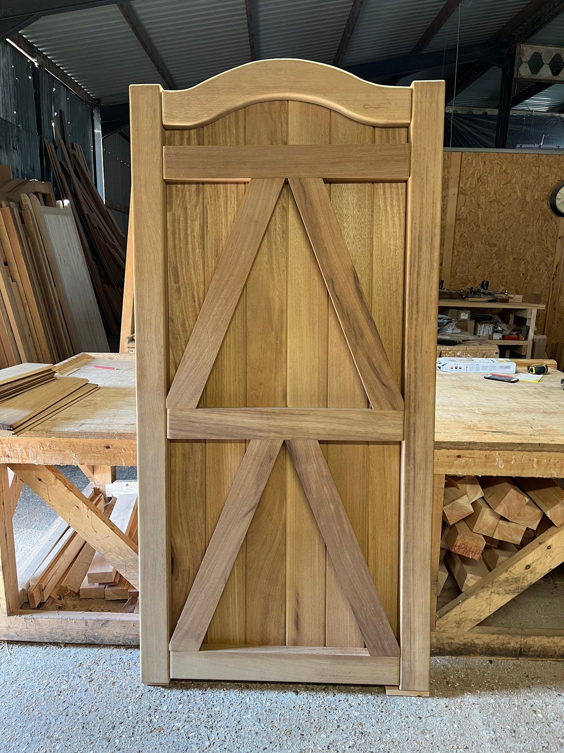 Wooden Gate Swan Neck Hardwood Gates 70mm Iroko or Sapele Garden ...