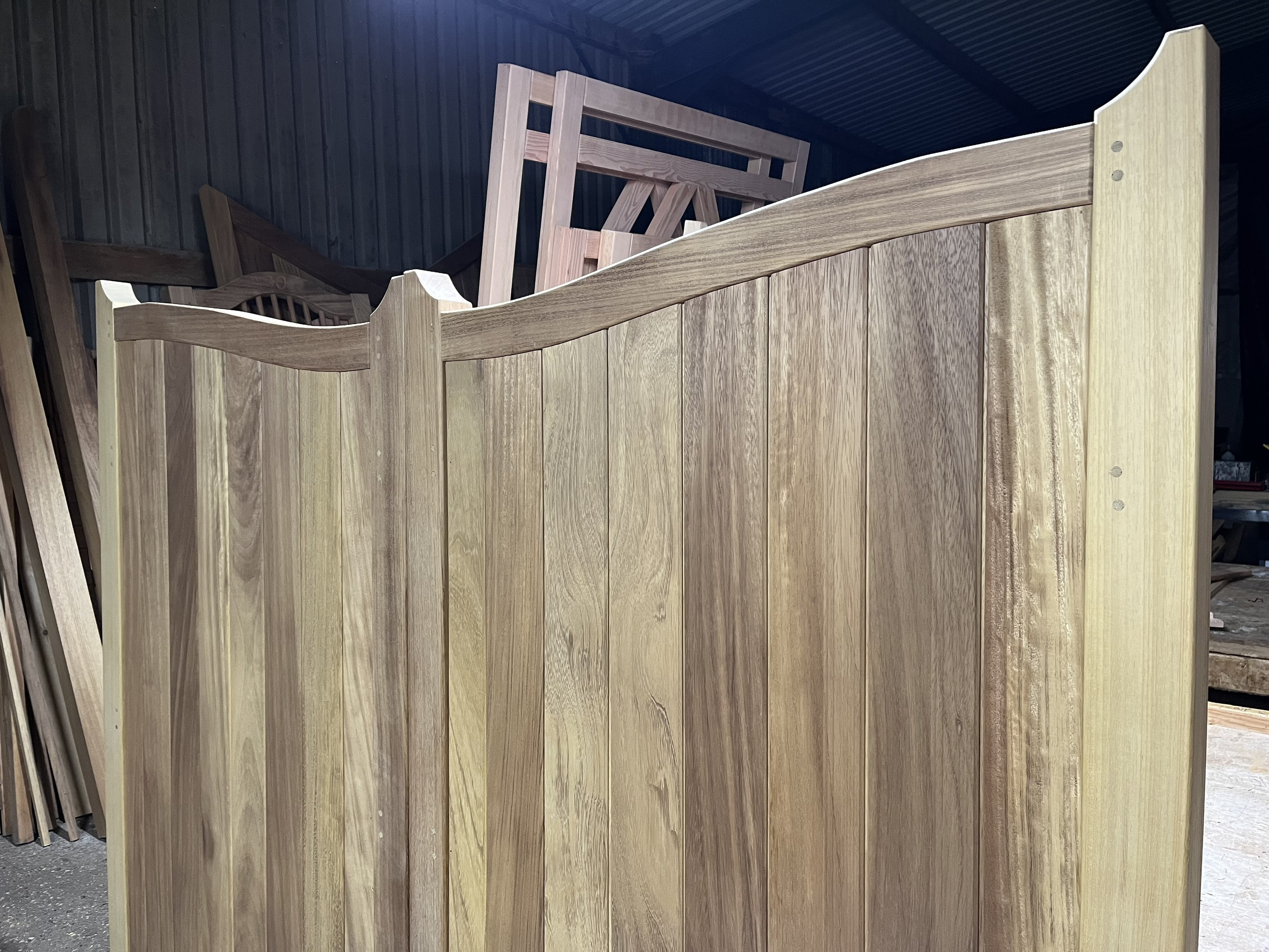 Hardwood Driveway Gates, Arch Top Privacy Gate, Iroko and Sapele Timber ...
