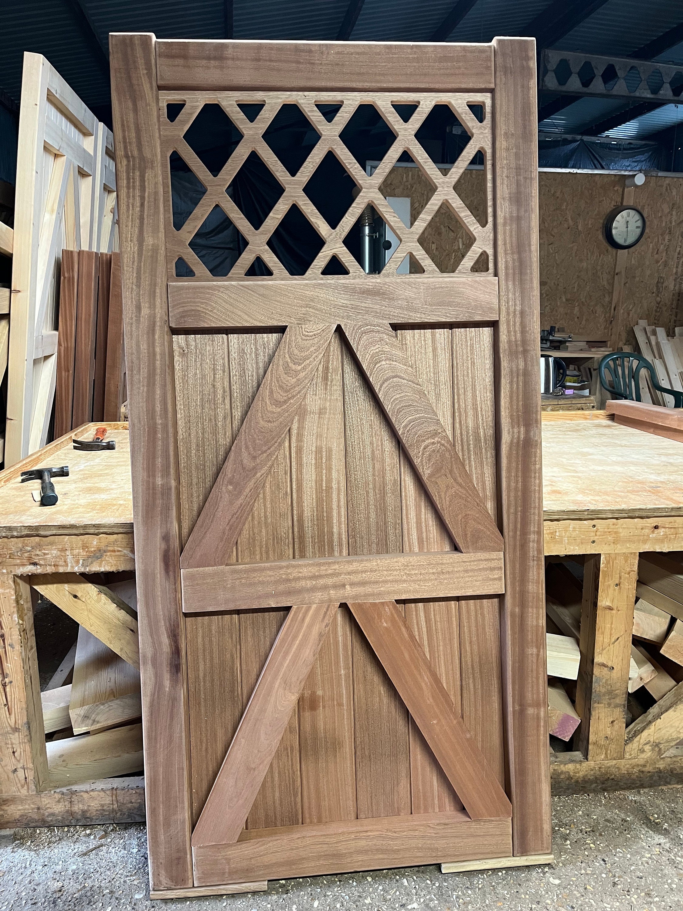 Lattice Top Wooden Garden Gate Heavy Duty Sapele Hardwood With ...