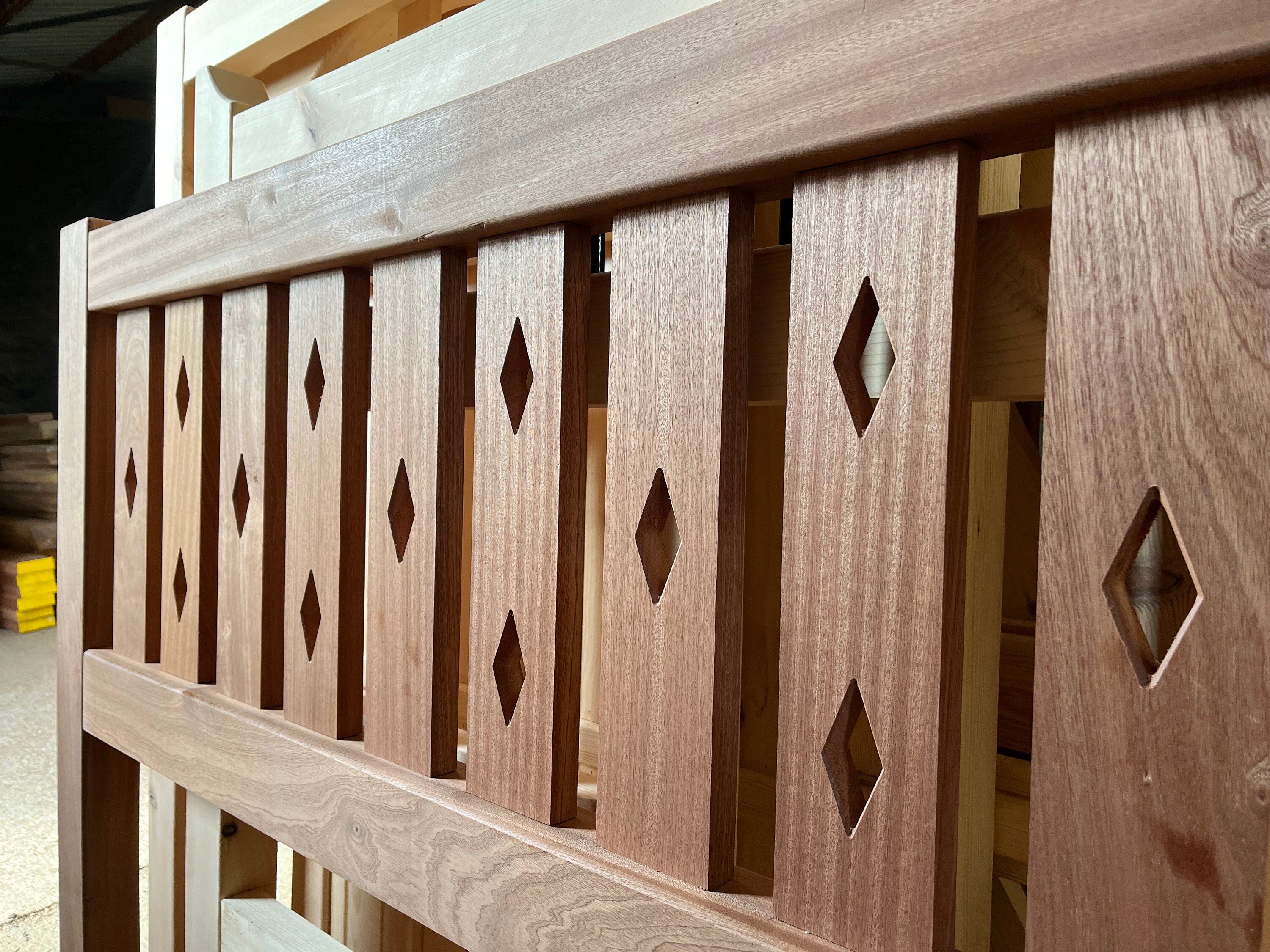 Hardwood Driveway Gates in Sapele Diamond Pattern Detail Custom Made ...