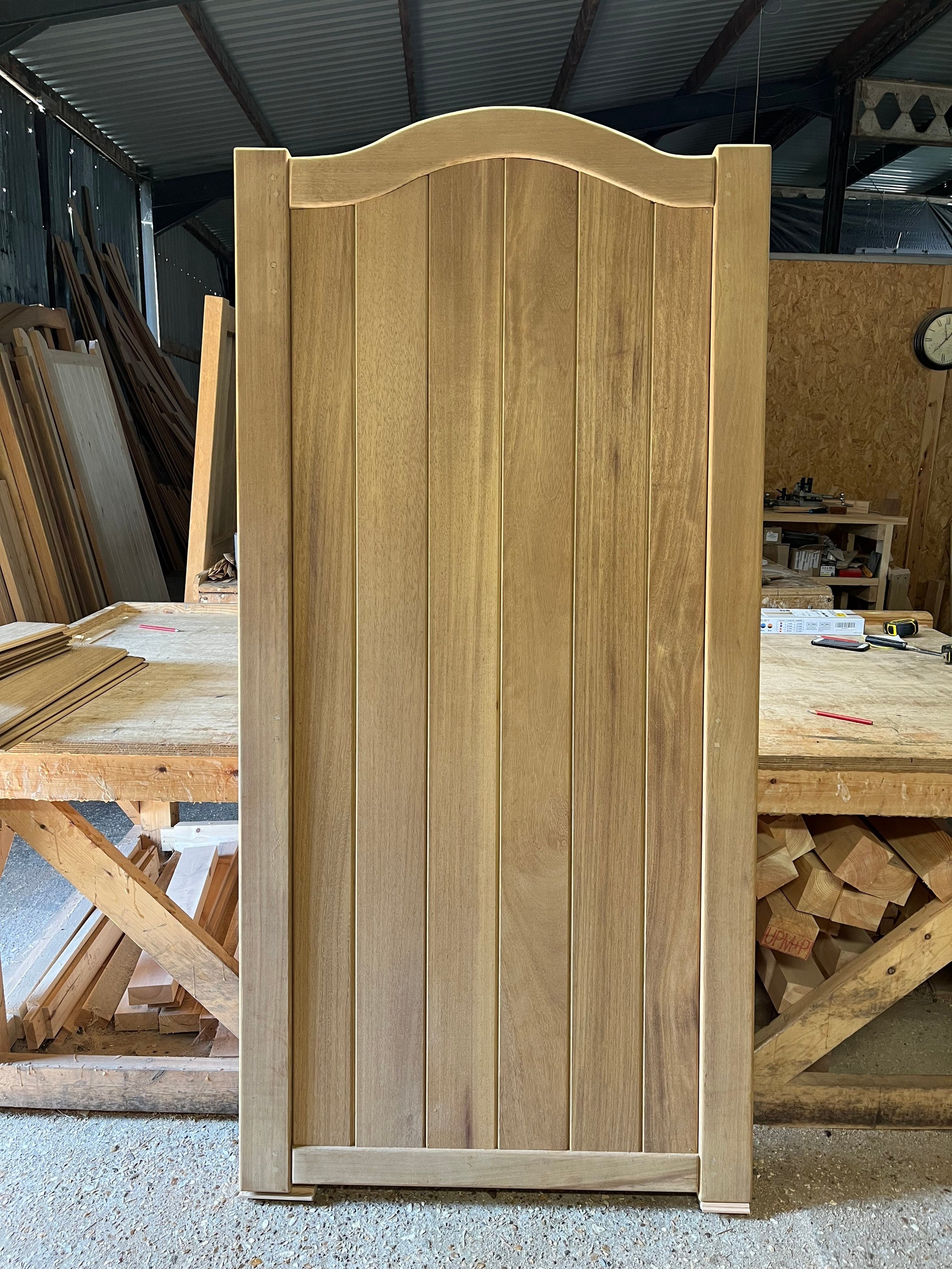 Wooden Gate Swan Neck Hardwood Gates 70mm Iroko or Sapele Garden ...