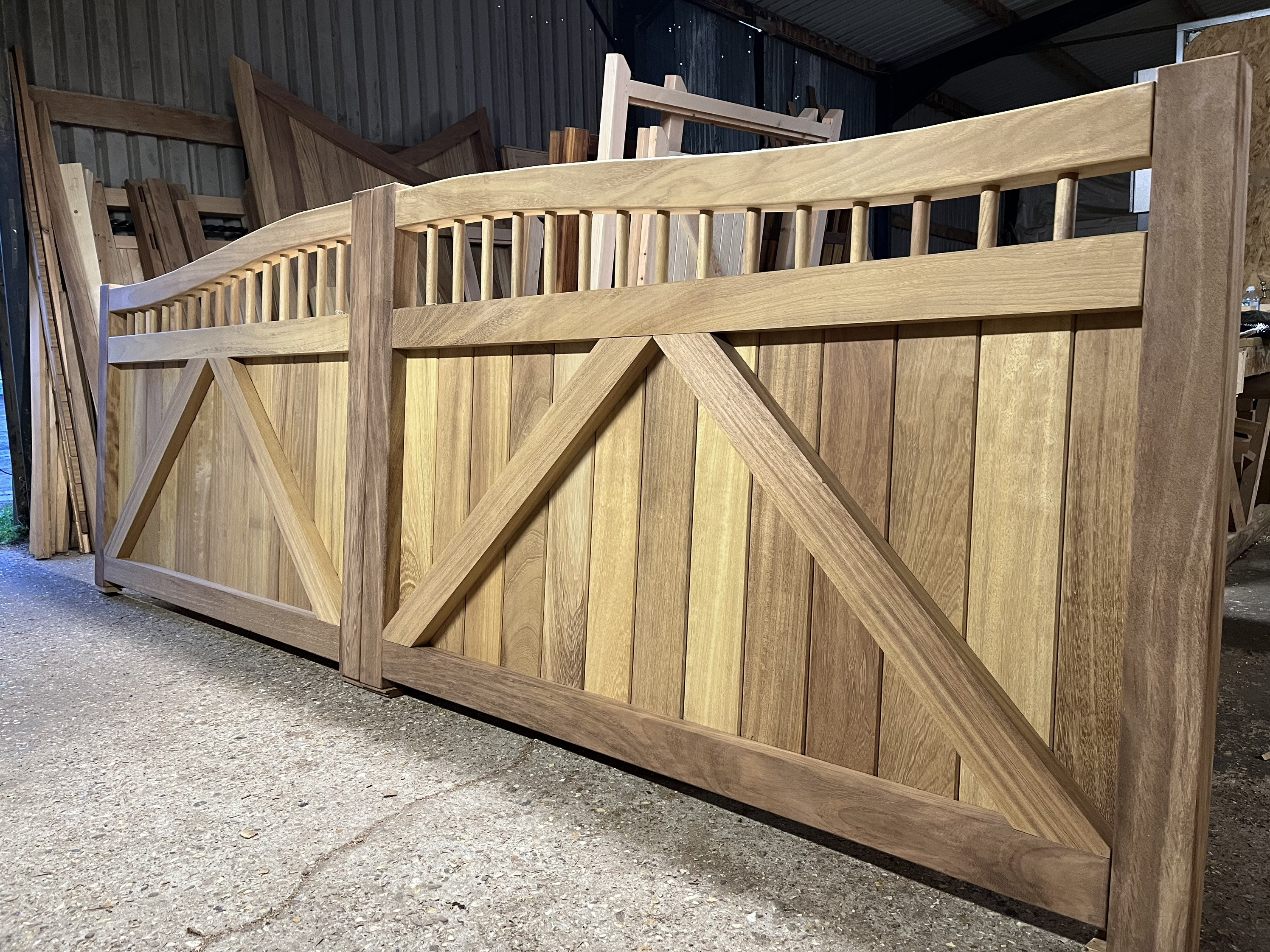 Wooden Driveway Gates New Iroko or Sapele Hardwood Timber Gates Bespoke ...