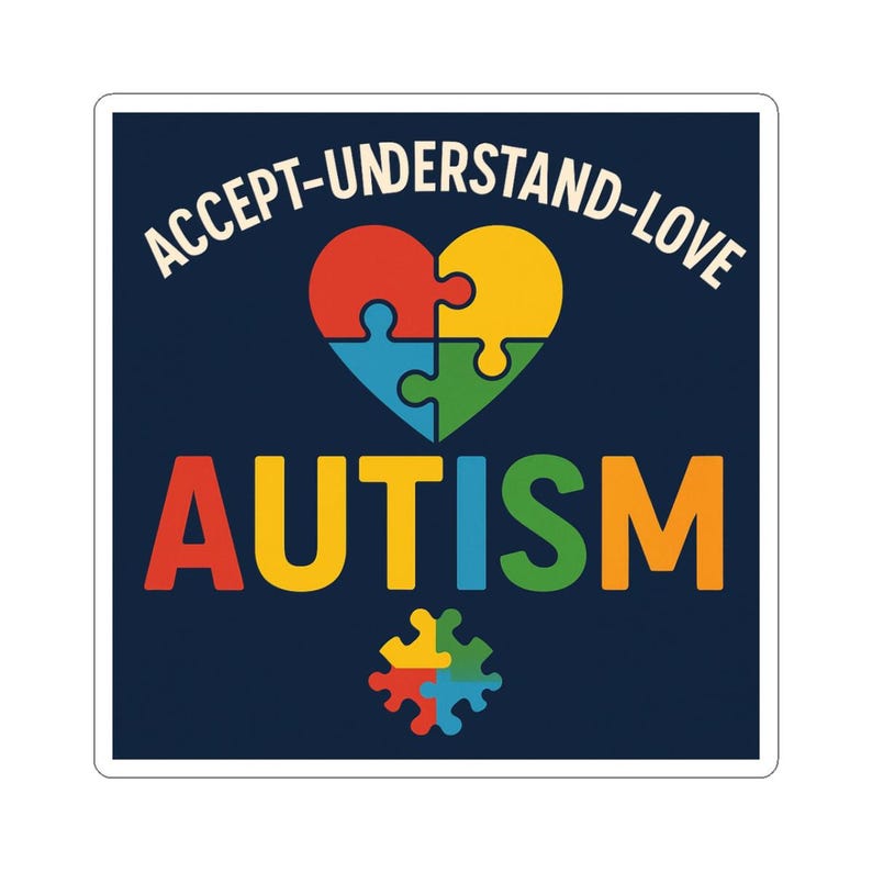 Colorful Autism Awareness Kiss-cut Stickers, Vibrant Puzzle Heart ...
