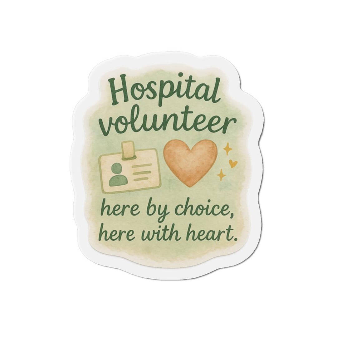Hospital Volunteer Heart Die-cut Magnet | Volunteer Badge Art ...