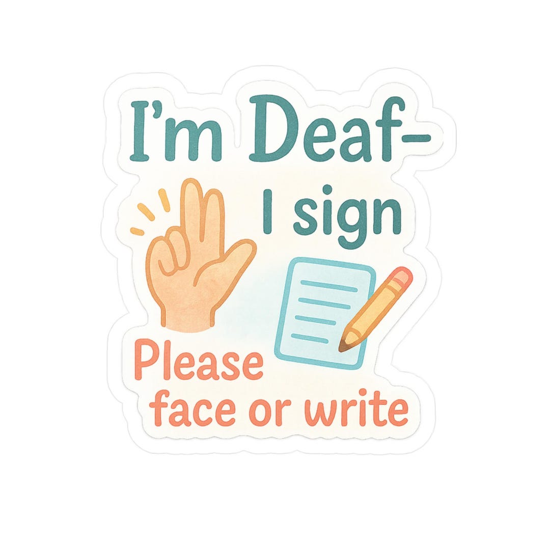 Deaf Awareness ASL Sign Language Watercolor Vinyl Sticker, Disability ...