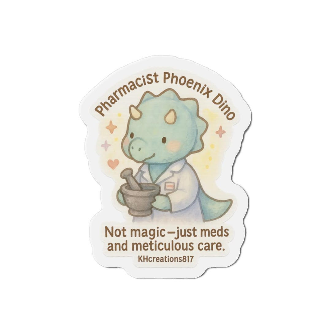 Pharmacist Phoenix Dino Die-cut Magnet | Cute Medication Theme - Etsy
