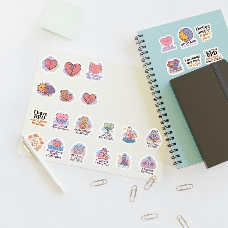 BPD Mini Sticker Sheets - Kawaii Dbt-inspired Minis - Mental Health ...